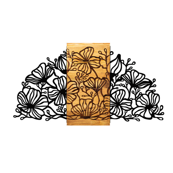 Διακοσμητικό τοίχου ξύλινο & μεταλλικό Flower 4 88x58x3 εκ ...