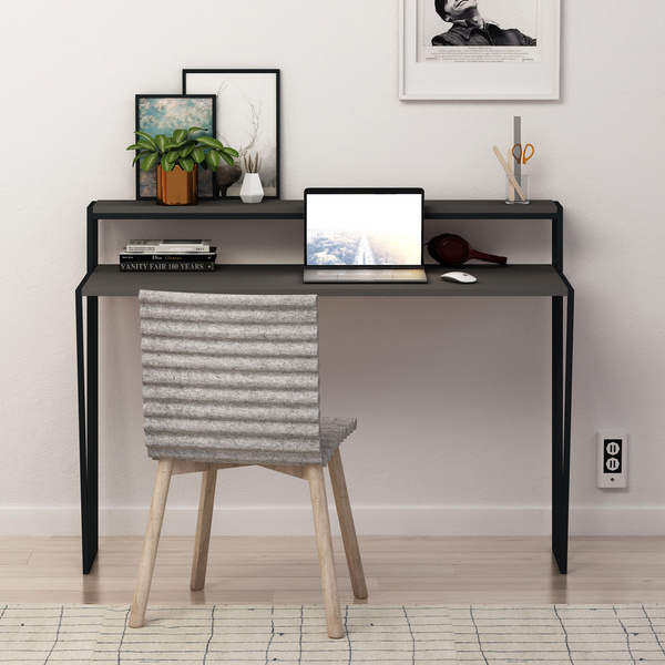 Particle Board Desk with Shelf Pal Anthracite 855DTE3836 W123xH91,5xD50 ...