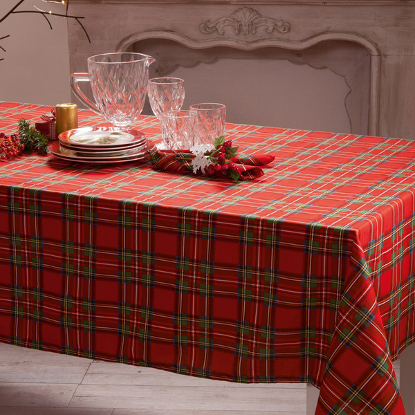 Χριστουγεννιάτικο τραπεζομάντηλο Tartan 100% βαμβάκι 140x240 εκ ...