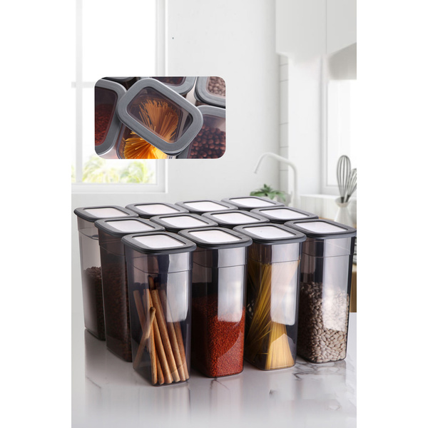 Storage container set BNMPOLYAR12-32 Anthracite 12 pcs Plastic 12x16 ...