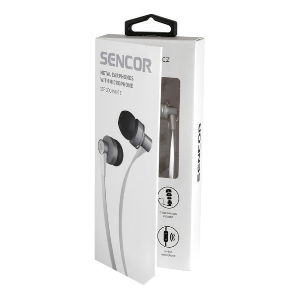Ακουστικά με μικρόφωνο Sencor SEP 300 MIC Λευκό μεταλλιζέ ...