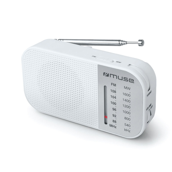 Radio M-025RW MUSE battery operated White analog | Telemarketing Store
